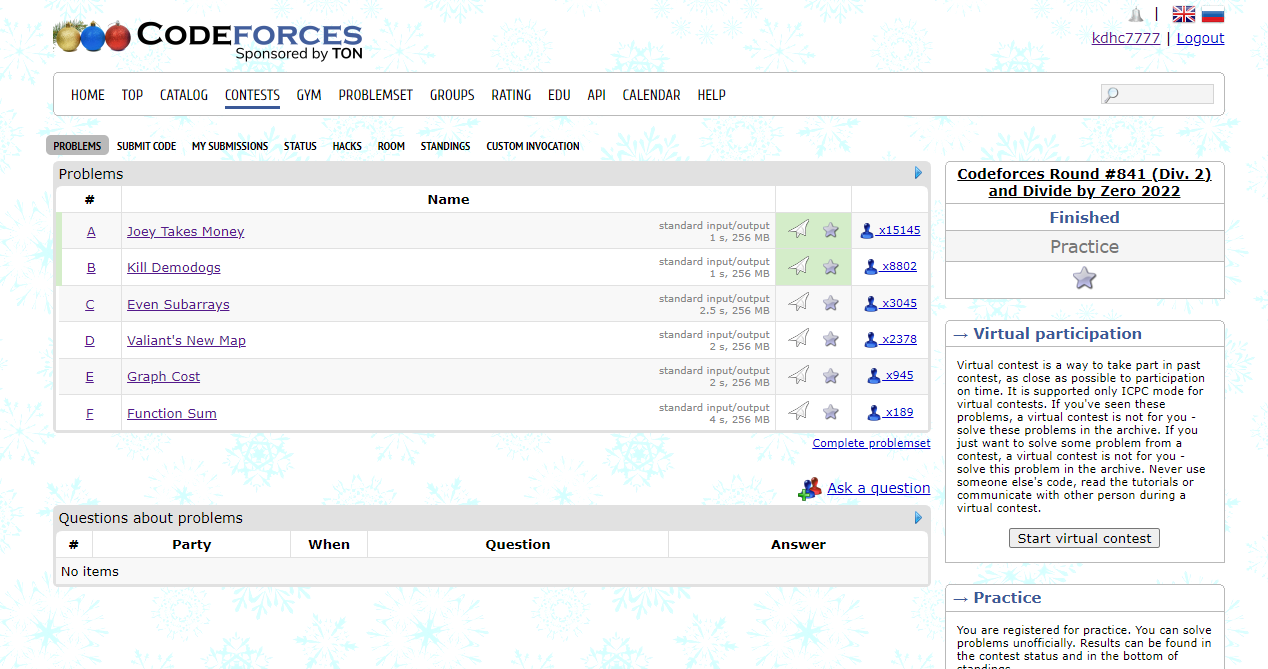 Codeforces Round #841 (Div. 2)