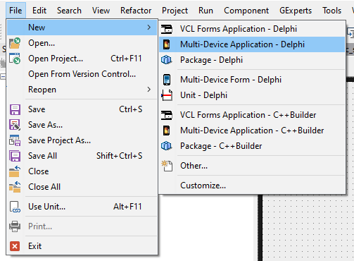 Delphi Multi-Device App Configuration