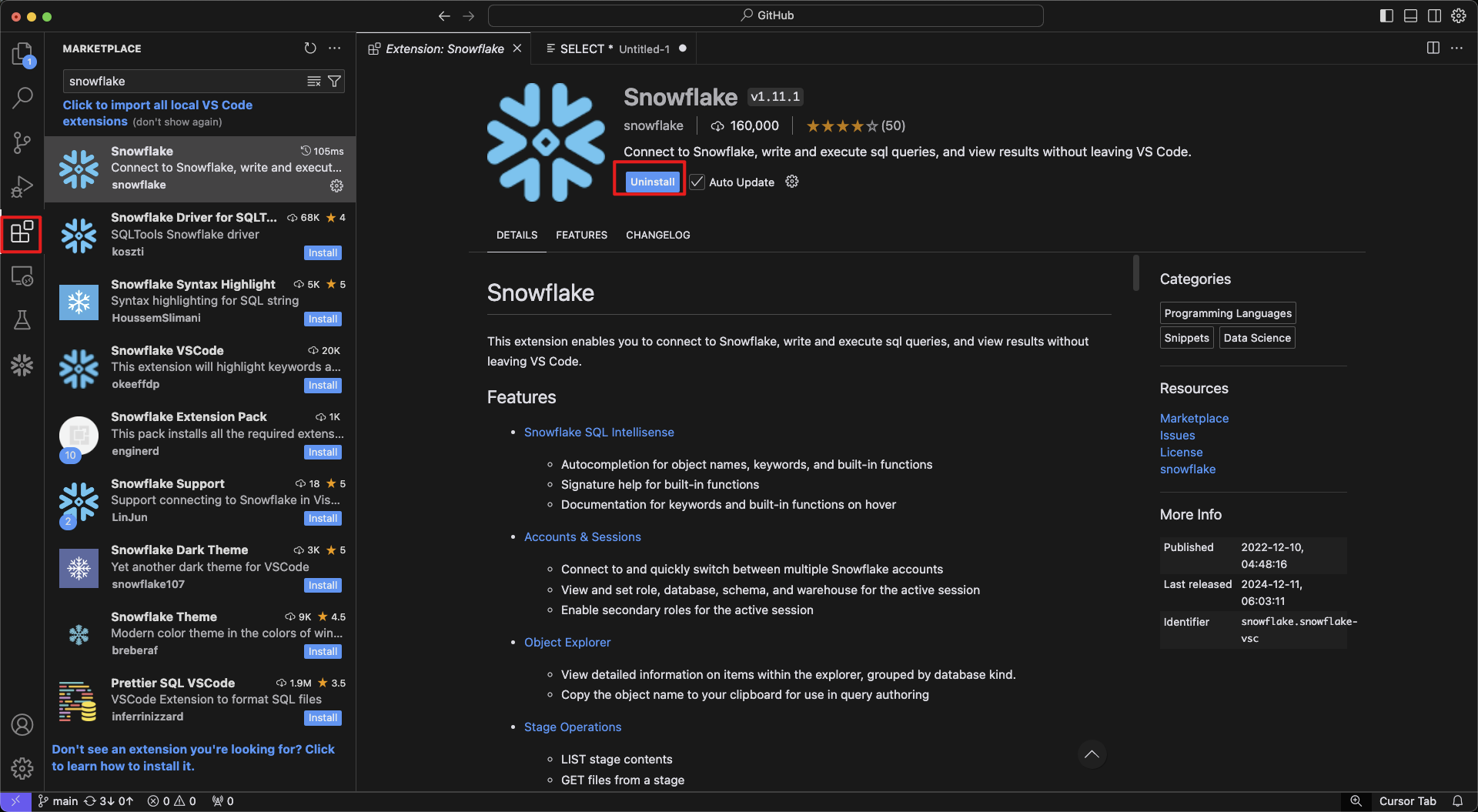 [connection] Cursor(vscode) X snowflake