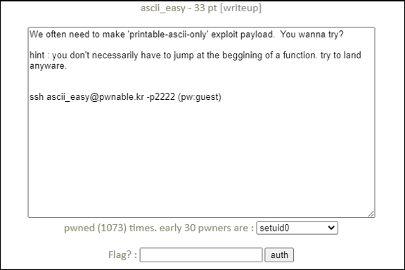 [Pwnable.kr] ascii_easy