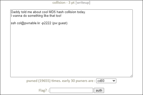 [Pwnable.kr] collision