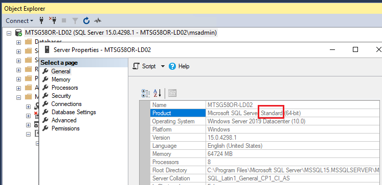 [MSSQL] edition별 spec 제한 사항