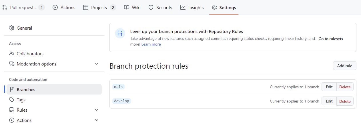 [Github]깃허브 전략(1) - branch protection
