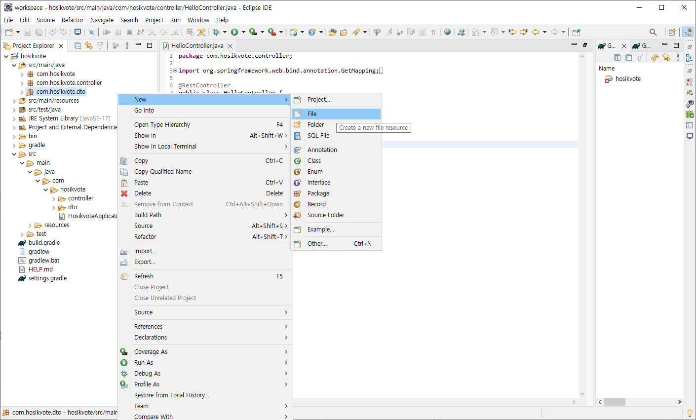 [JAVA 개인 프로젝트-0]4. dto & controller 만들기