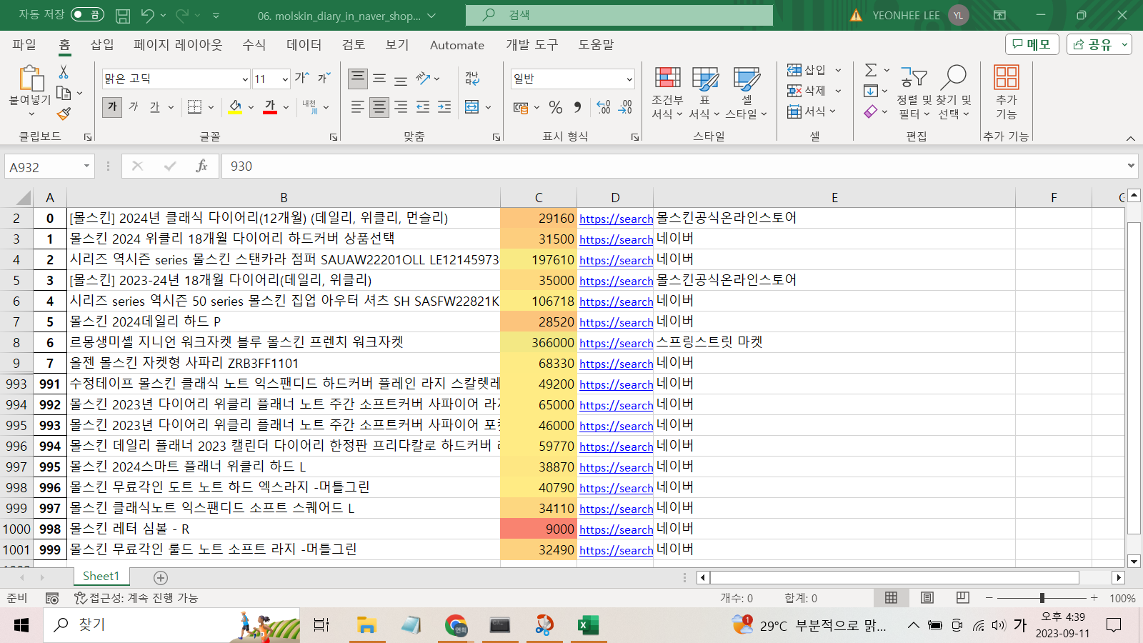 [025] Naver API / EDA·웹 크롤링·파이썬 프로그래밍
