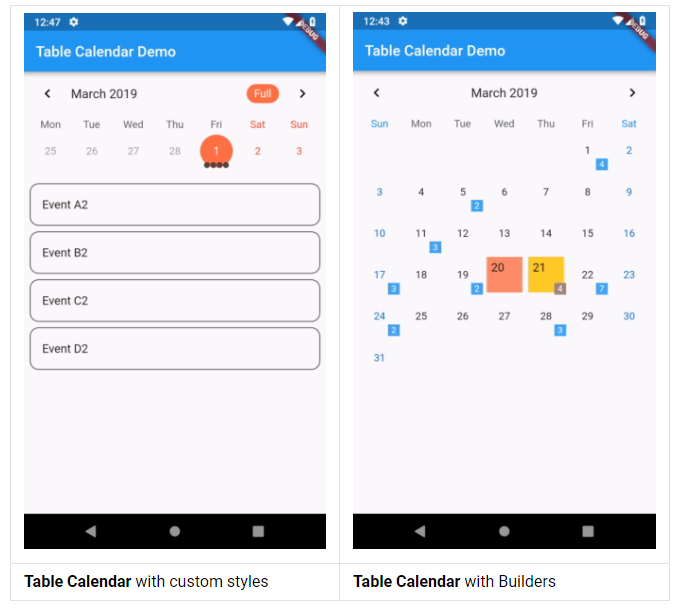 [flutter] 캘린더 라이브러리 분석