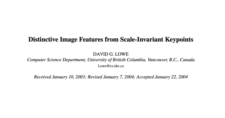 SIFT - Distinctive Image Features from Scale-Invariant Keypoints