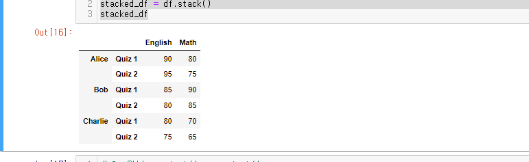 [30일차]DataFrame재구성 - 인덱스 레벨 제어(stack, unstack, droplevel)