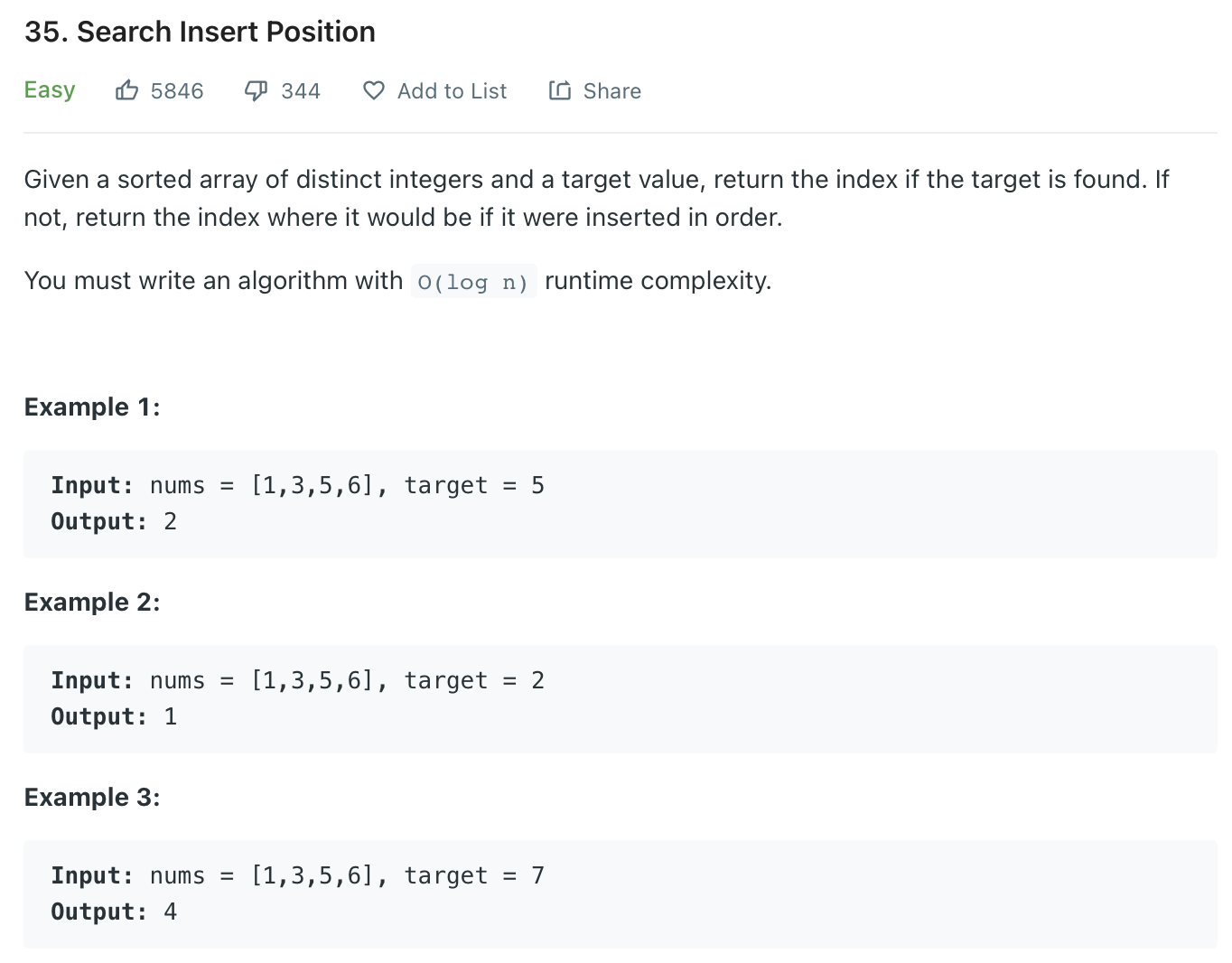 35. Search Insert Position