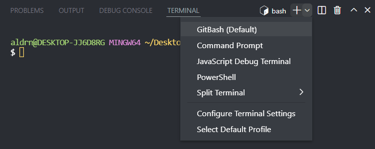 VSCode 터미널에 Git Bash 설정하기
