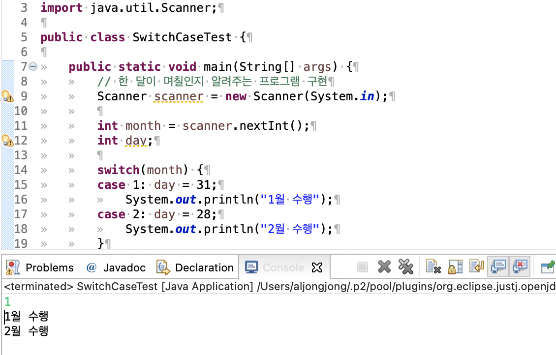 조건문 if, switch - case / java