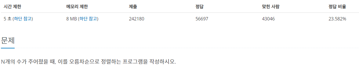 [백준] 10989(수 정렬하기 3, JAVA)