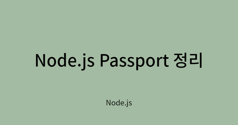 Node.js Passport 정리