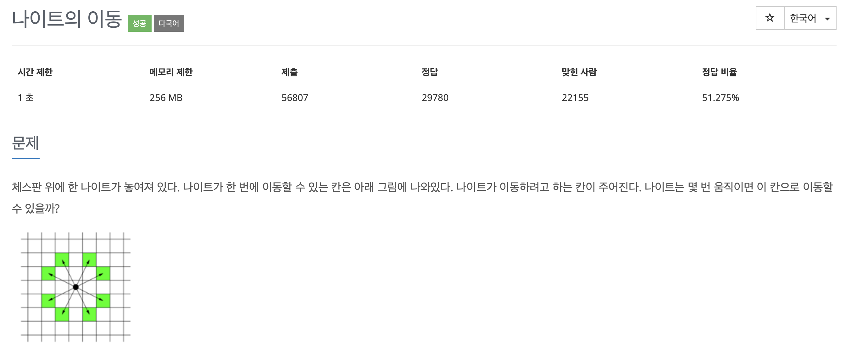 BOJ 7562 - 나이트의 이동 (C99)