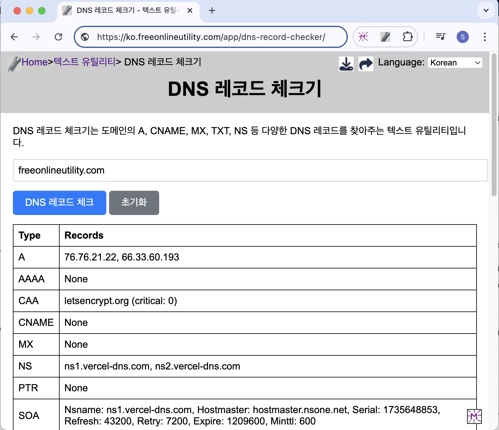 DNS 레코드 조회 - 빠르게 DNS 레코드 조회