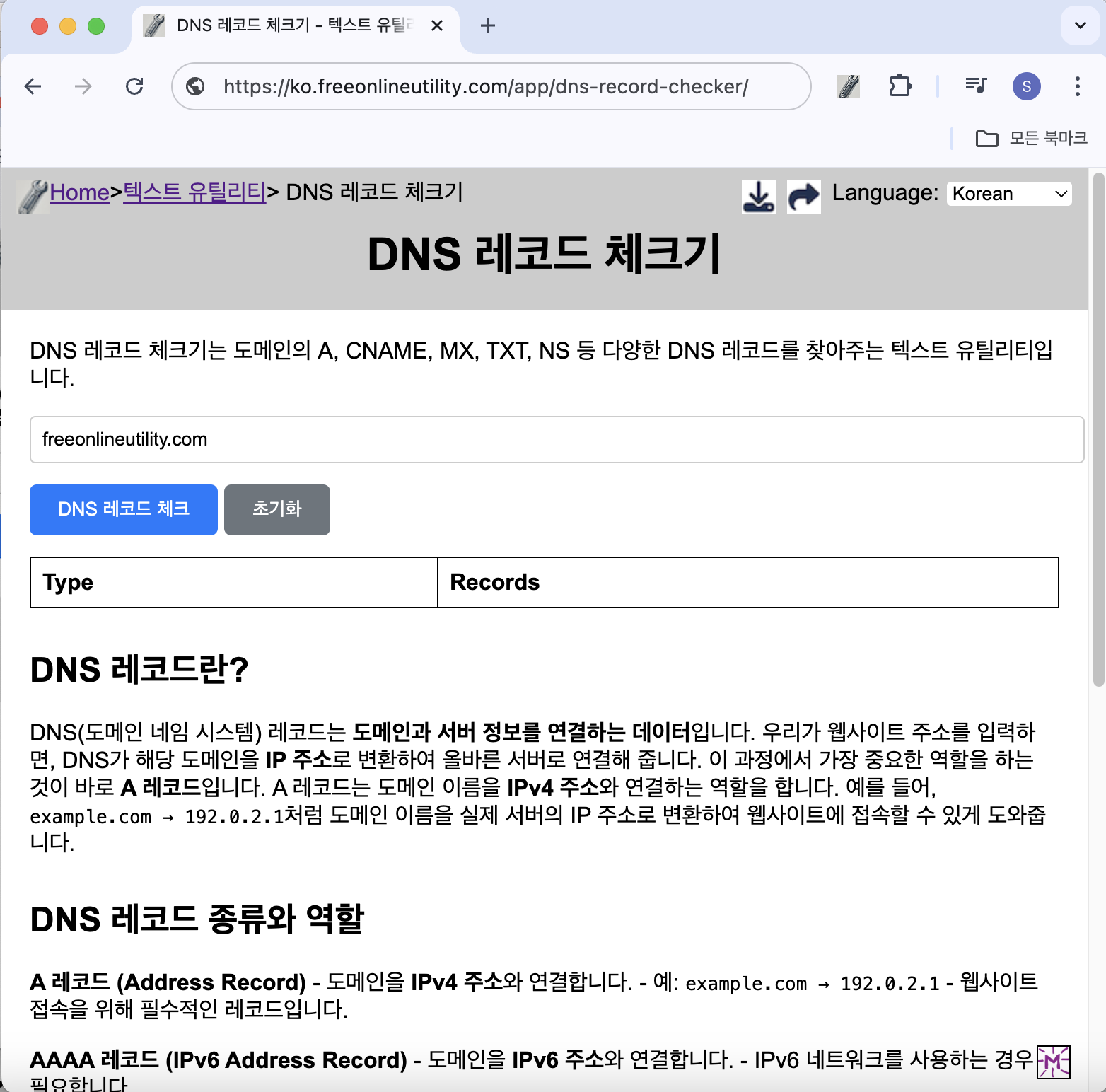 DNS 레코드 조회 - 빠르게 DNS 레코드 조회
