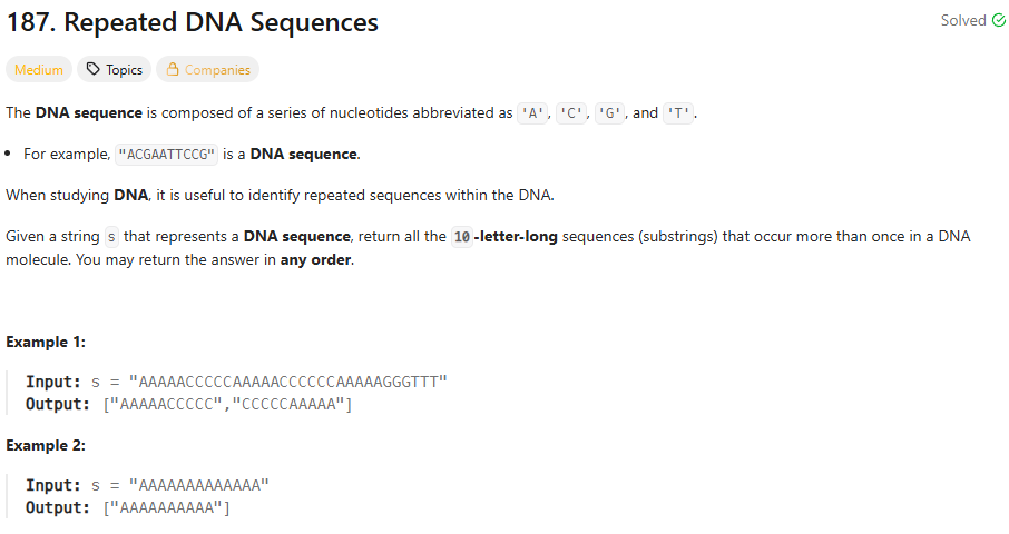 Leetcode 187. Repeated DNA Sequences