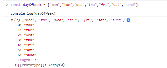 JavaScript - 데이터 정리,배열 (array) (console)