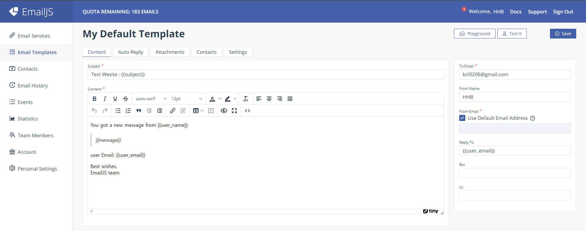 간편 메일 전송 구현하기 (EmailJS)
