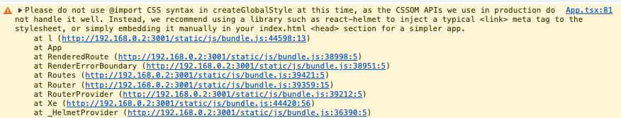 Please do not use @import CSS syntax in CreateGlobalStyle