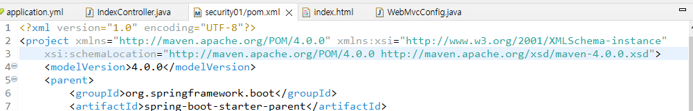 cvc-elt.1: Cannot find the declaration of element 'project'. 에러