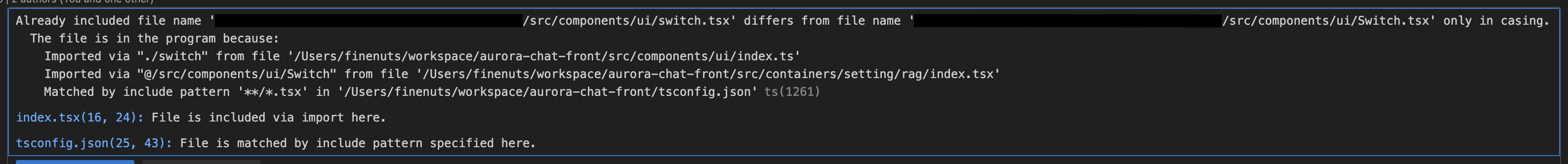 대소문자만 다른 파일명 에러 해결하기 (Already included file name differs from file name only in casing)
