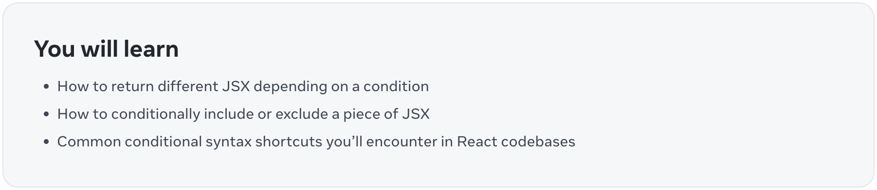 [리액트 공식문서 읽기] DESCRIBING THE UI - Conditional Rendering