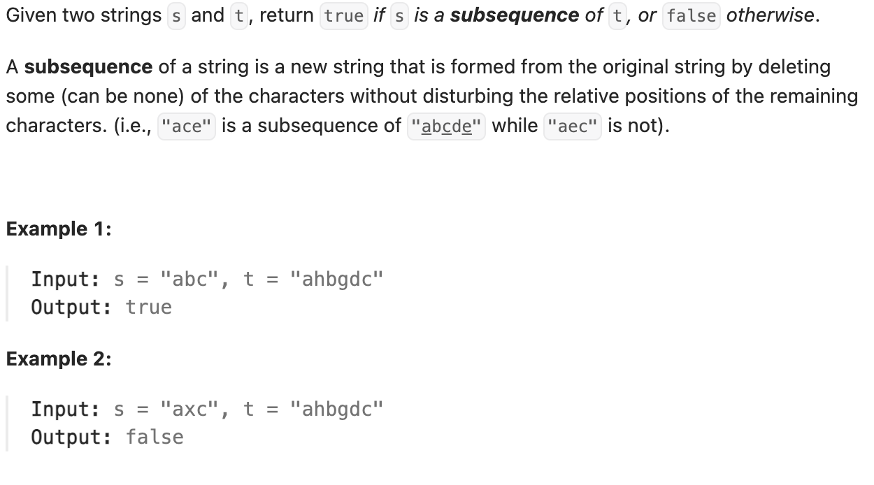 [leetcode] Two Pointers (Easy) - 392. Is Subsequence