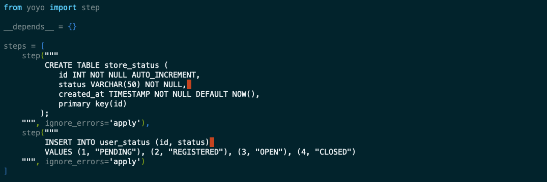 Yoyo database migrations
