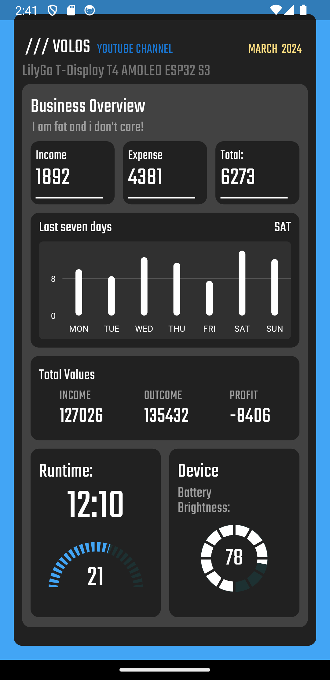 LilyGo T4-s3 UI to Flutter UI
