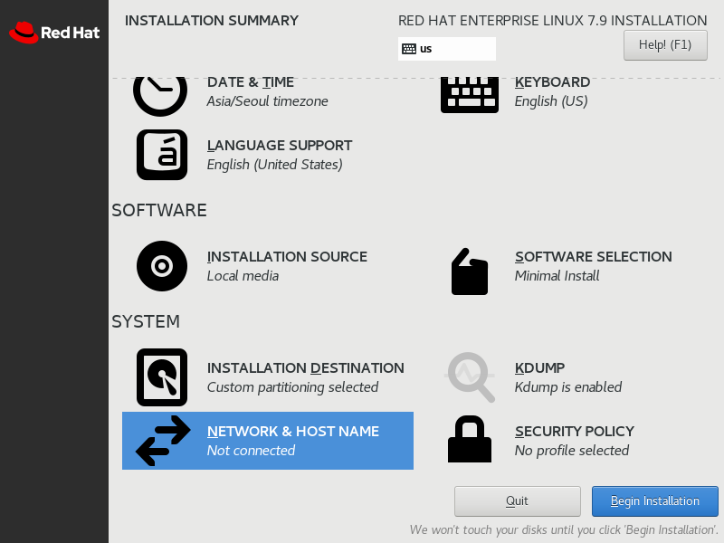 [설치] Red Hat Enterprise Linux(RHEL) 7.x Minimal 설치(Legacy/UEFI)