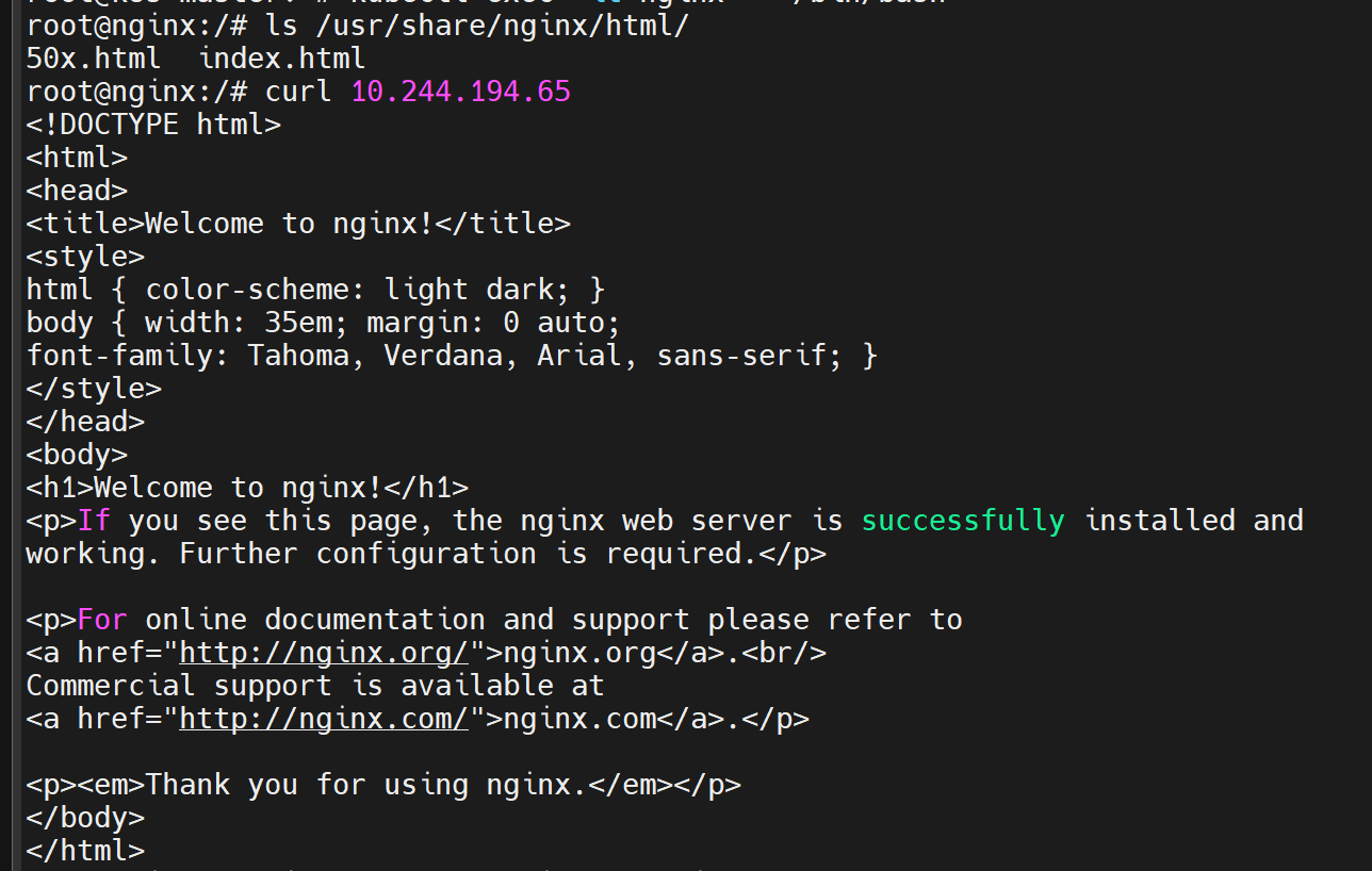 현재 파드에서 동작 중인 Nginx 컨테이너의 index.html 파일을 수정