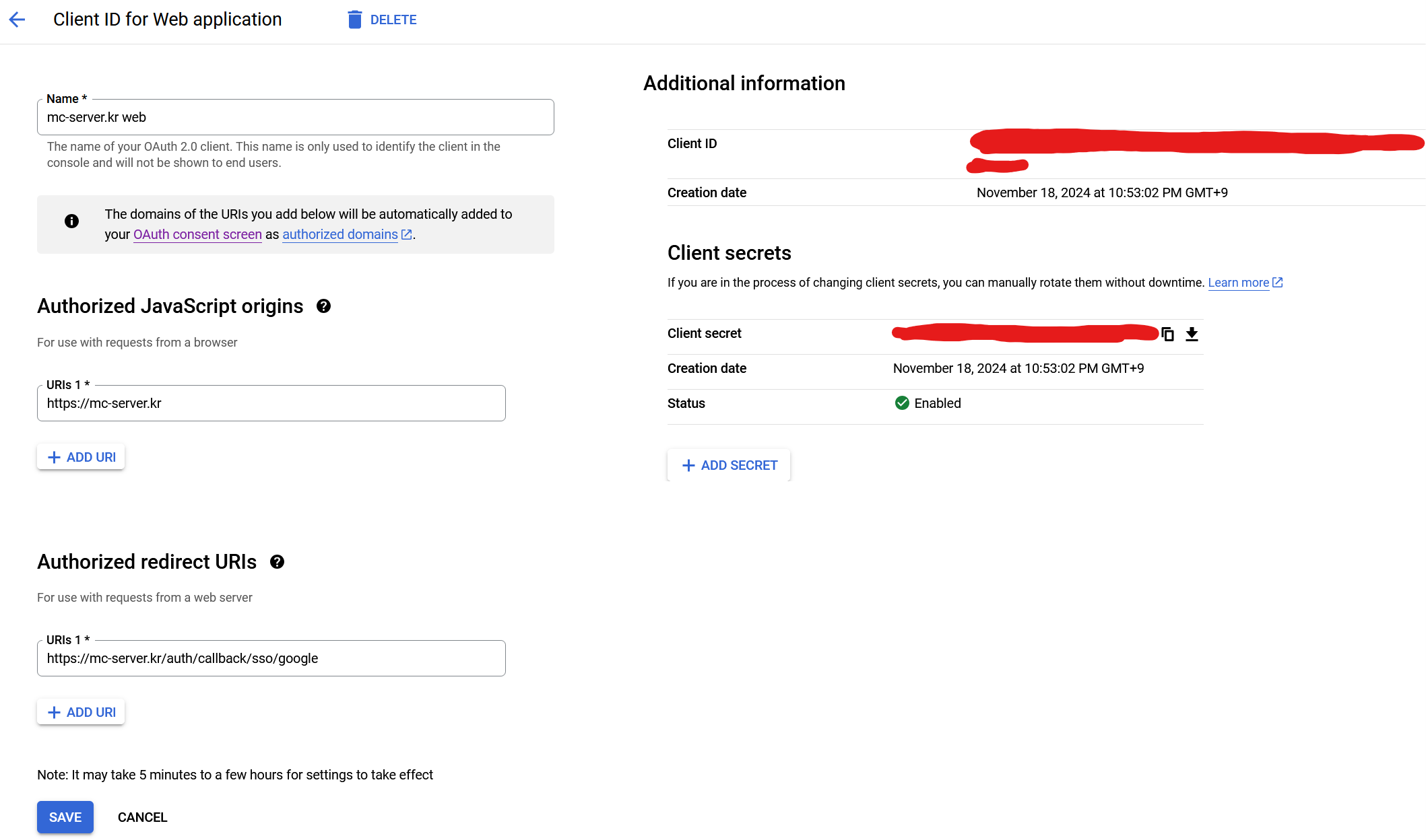 mc-server - OAuth, JWT, DB Schema