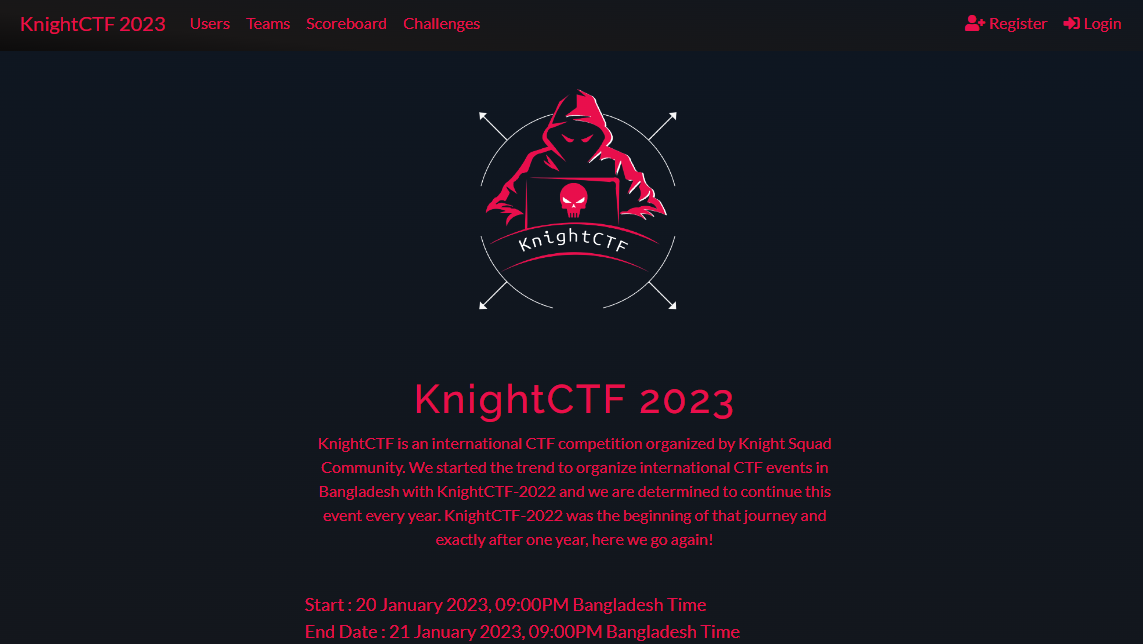 KnightCTF 2023 국제 해킹대회 참여(팀장)