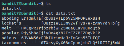 OverTheWire: Bandit 특정 글자 찾기 (Level 7 → Level 8)