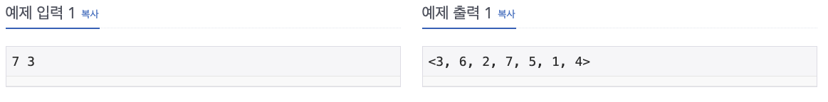 알고리즘 (JAVA) - 1158 요세푸스 문제 (백준)