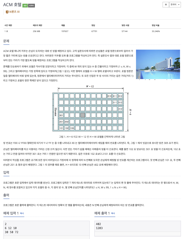 알고리즘(JAVA) - 10250 ACM 호텔