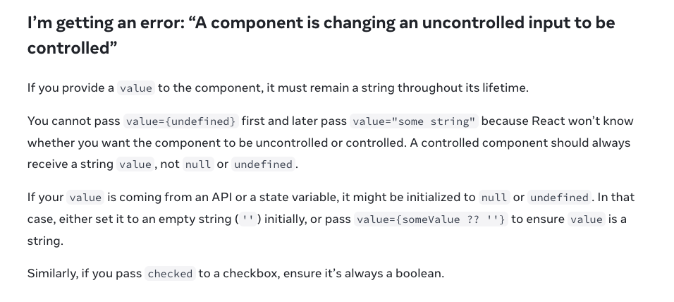 ⚠️Warning: A component is changing an uncontrolled input to be controlled.