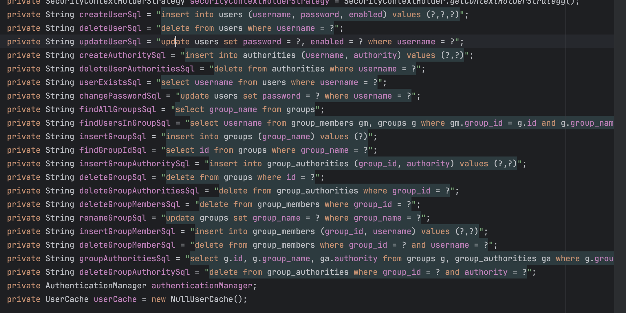 (spring security) JdbcUserDetailsManager이해