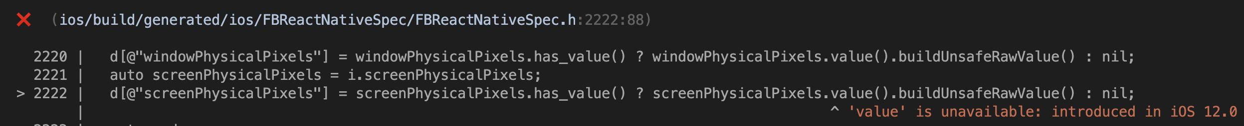 [React Native] xcodebuild error code:65