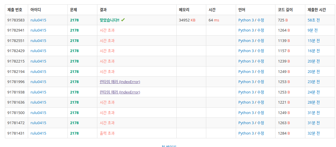 [백준][python] 2178. 미로 탐색