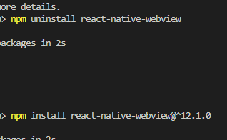 React-native library와 버전이 맞지 않을 경우