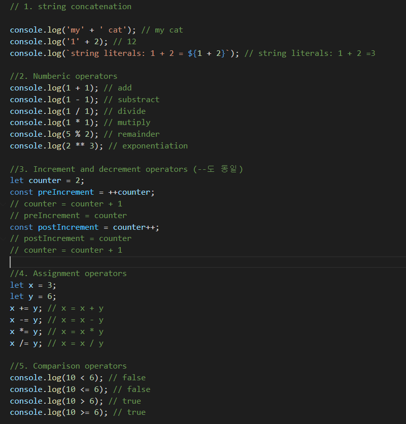 TIL - operators, if, switch, while, for