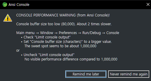 STS - CONSOLE PERFORMANCE WARNING (from Ansi Console)