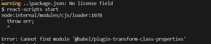 [react] yarn start 작동 에러