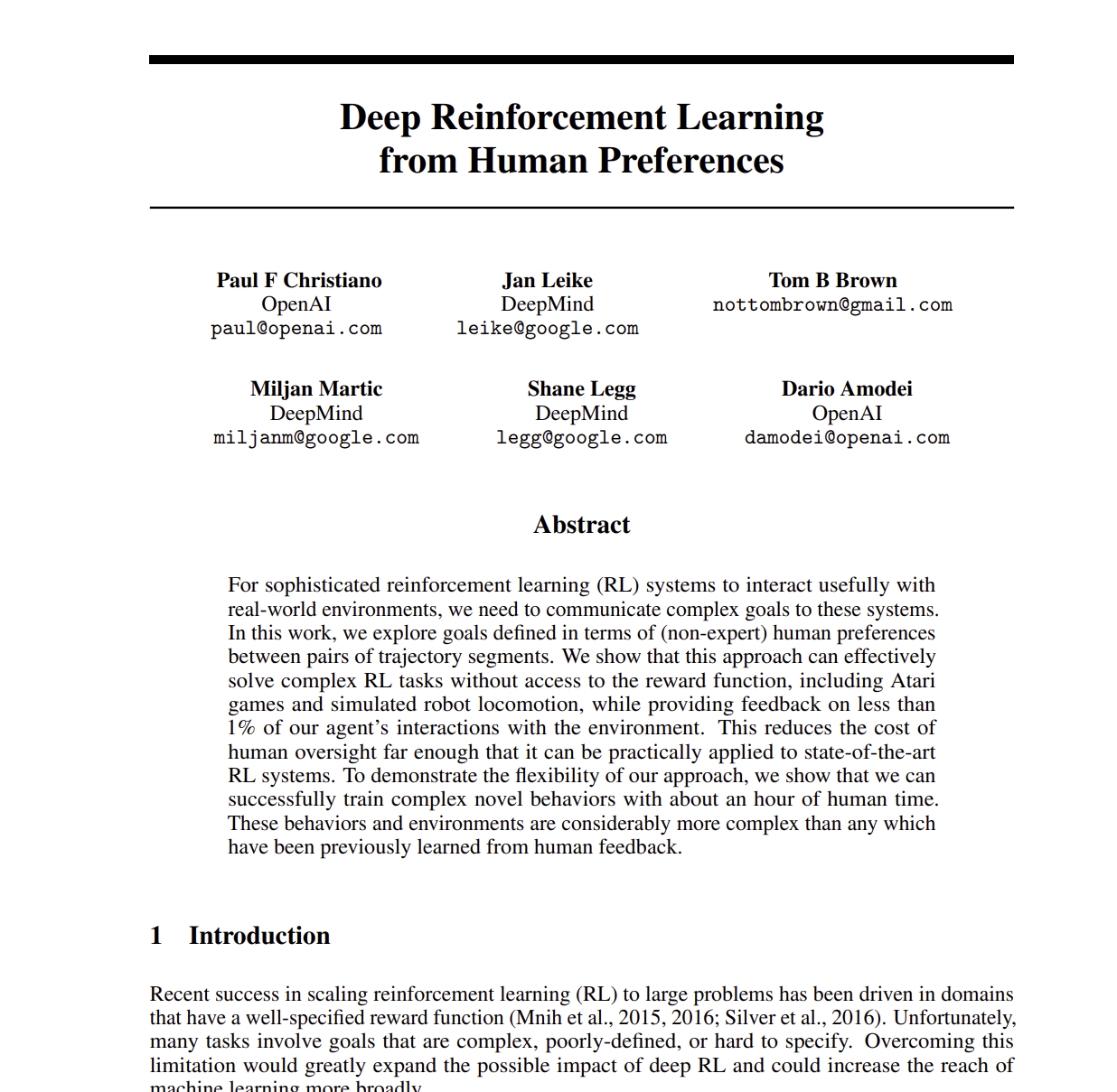 [간단한 논문 리뷰] Deep reinforcement learning from human preferences(RLHF)