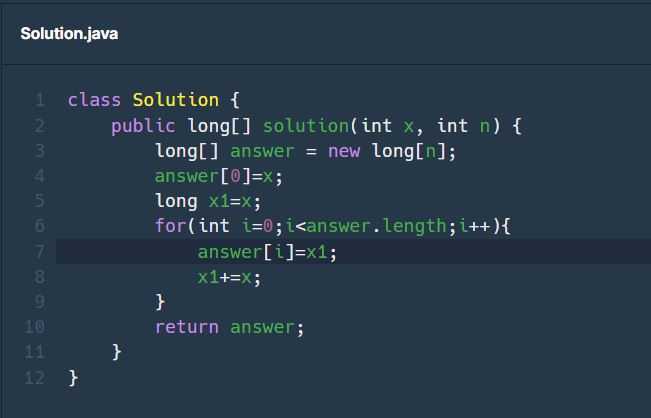 Programmer #2 x만큼 간격이 있는 n개의 숫자