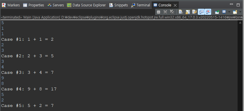 (JAVA)백준 알고리즘 No.11022