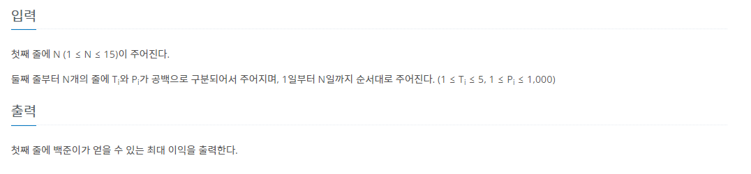 [BOJ] 14501 : 퇴사