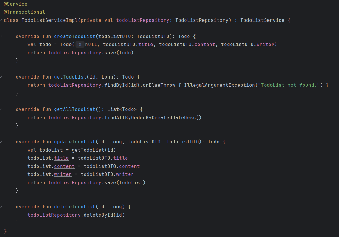 Spring TodoList API 만들기 피드백